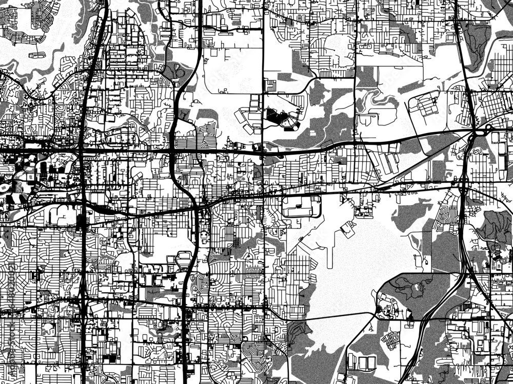 Greyscale vector city map of Grand Prairie Texas in the United States ...