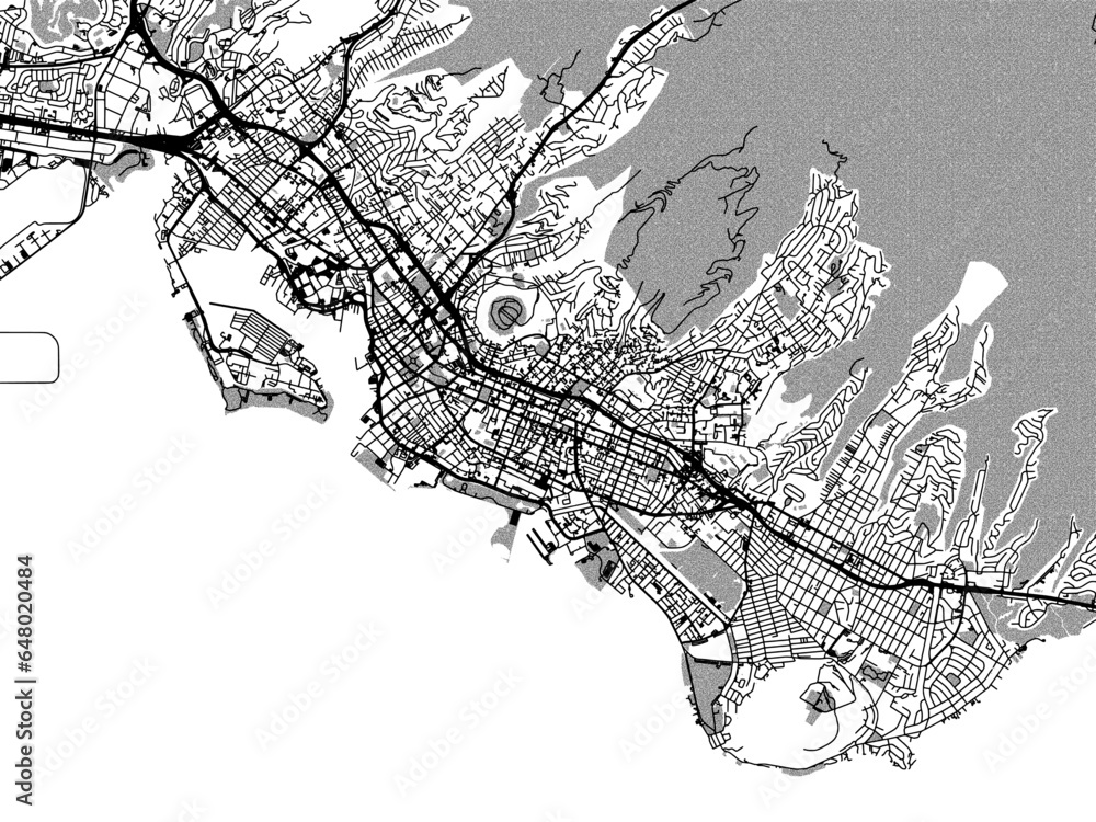Greyscale vector city map of Honolulu Hawaii in the United States of ...