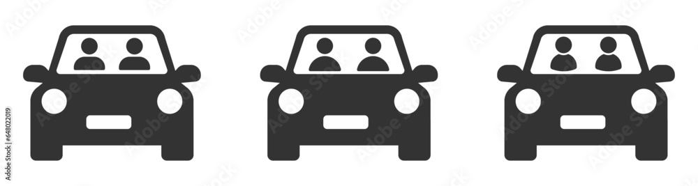 Carpool vector icons. Car sharing signs set. Road trip vector icons ...