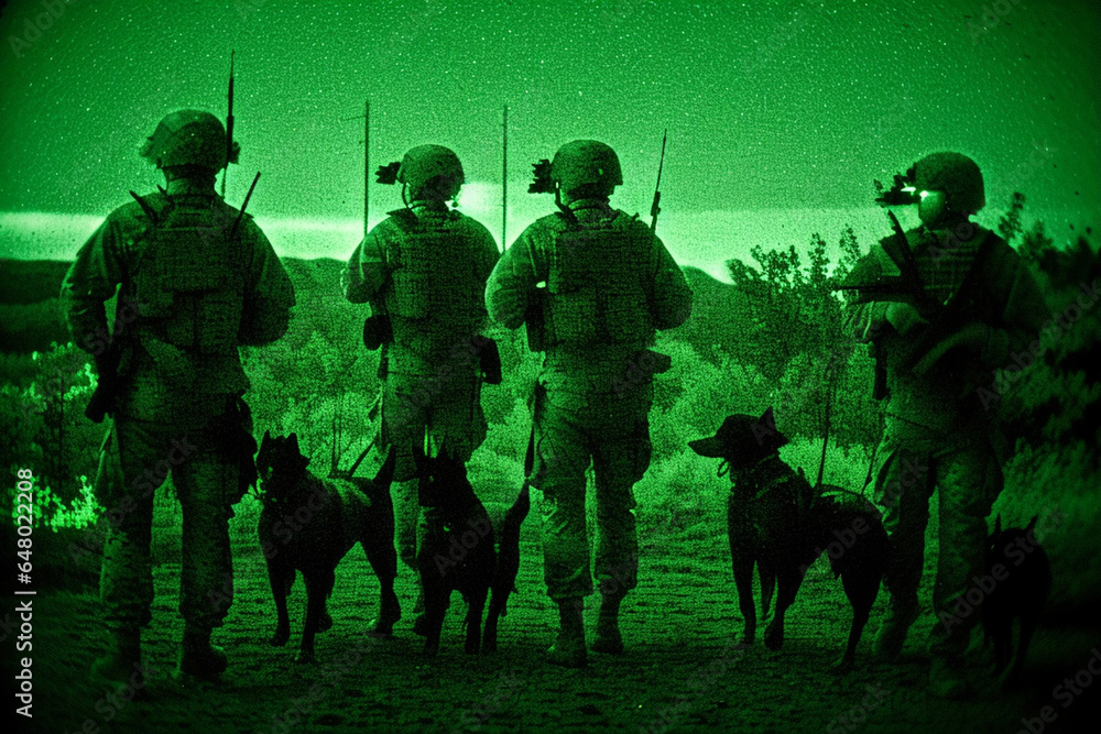 Night Vision Battlefield Soldiers in War (Virtual Stateless Reference ...