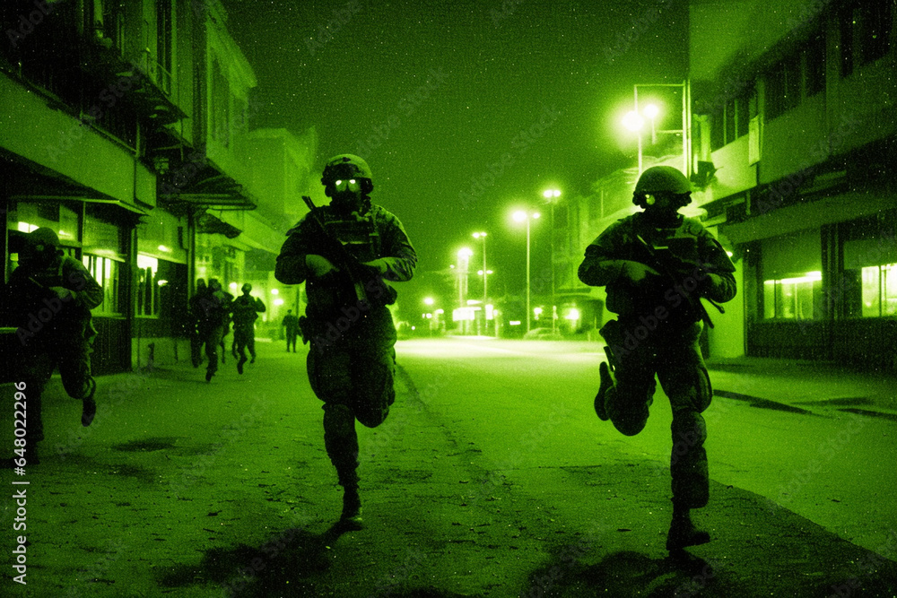Night Vision Battlefield Soldiers in War (Virtual Stateless Reference ...