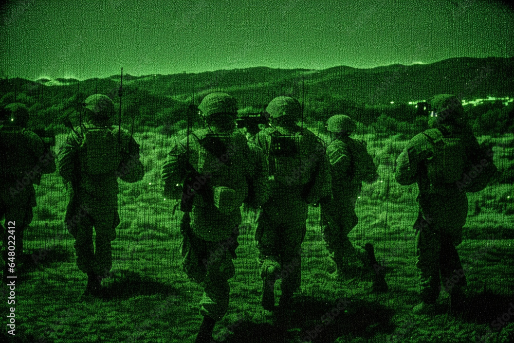 Night Vision Battlefield Soldiers in War (Virtual Stateless Reference ...