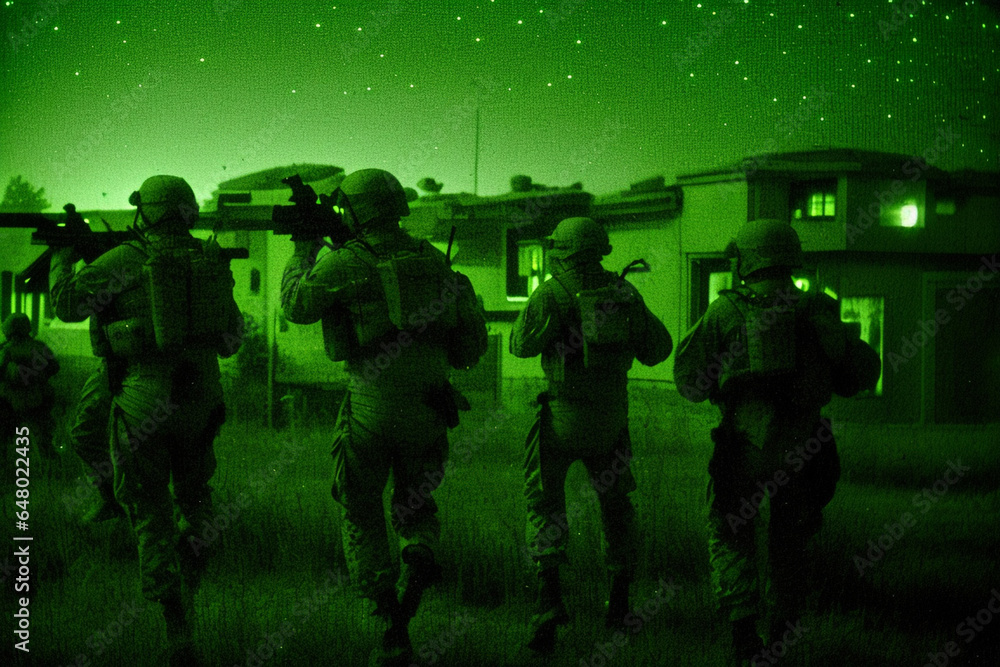 Night Vision Battlefield Soldiers in War (Virtual Stateless Reference ...