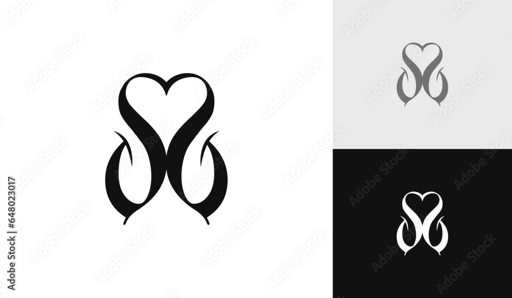 Letter SS with heart logo design Stock Vector | Adobe Stock