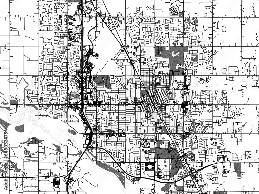 Greyscale vector city map of Norman Oklahoma in the United States of ...