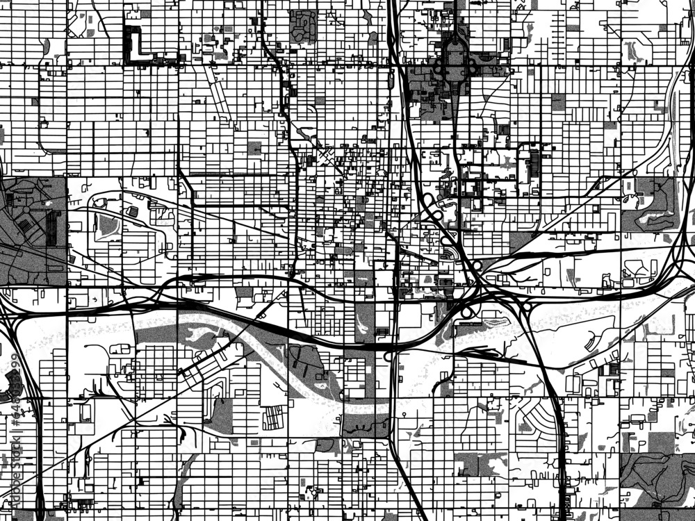 Greyscale vector city map of Oklahoma City Center Oklahoma in the ...