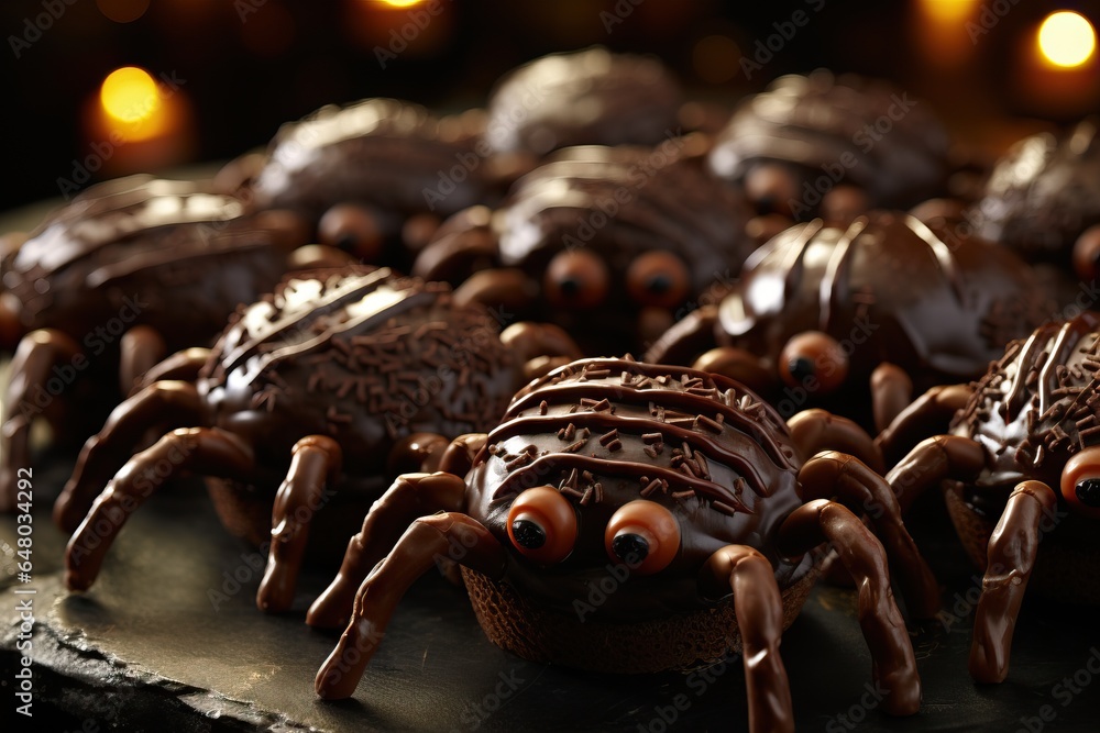 Creepy spider pastries: An image of pastries shaped like spiders, with ...
