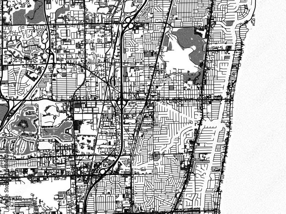 Greyscale vector city map of Pompano Beach Florida in the United States ...