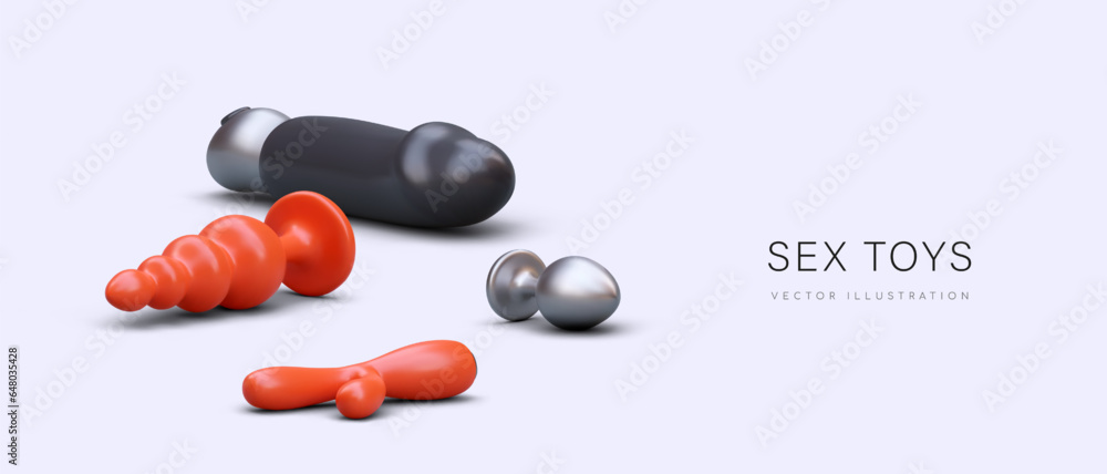 Poster With Realistic Sex Toys Stimulation Of Anus Prostate Vagina Clitoris Safe Devices