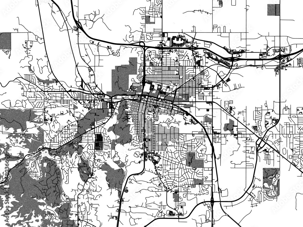 Greyscale vector city map of Rapid City South Dakota in the United ...