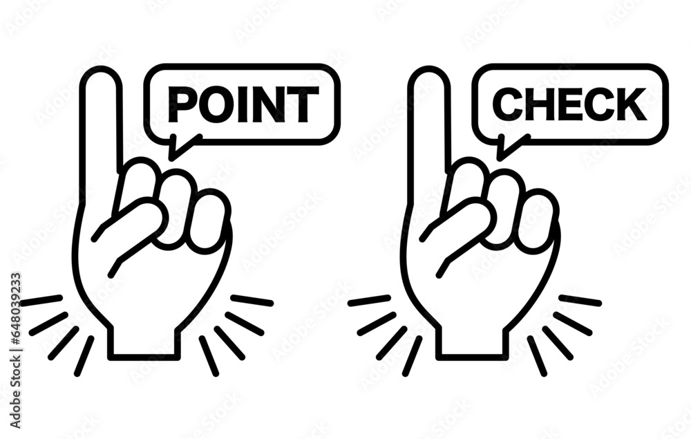 Pointing line drawing points and check marks Stock Vector | Adobe Stock