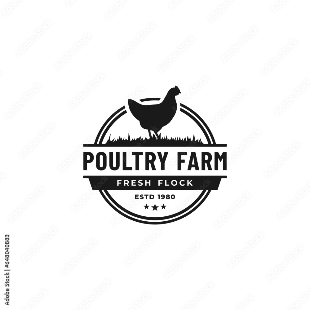 Simple Poultry Farm Logo Vector or Chicken Farm Label Vector Isolated ...