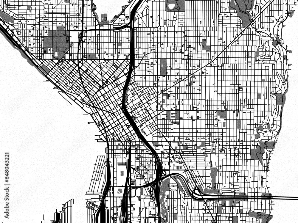 Greyscale vector city map of Seattle Center Washington in the United ...