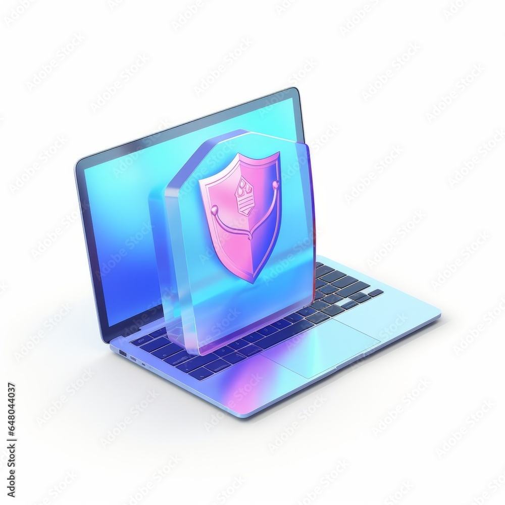 3d render laptop security isometric illustration, render from blender ...