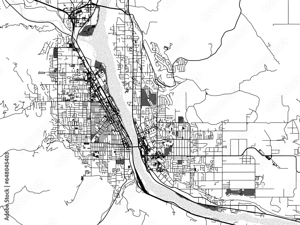 Greyscale vector city map of Wenatchee Washington in the United States ...