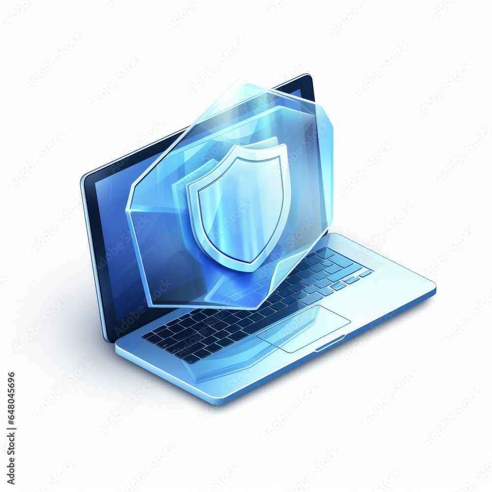 3d render laptop security isometric illustration, render from blender ...