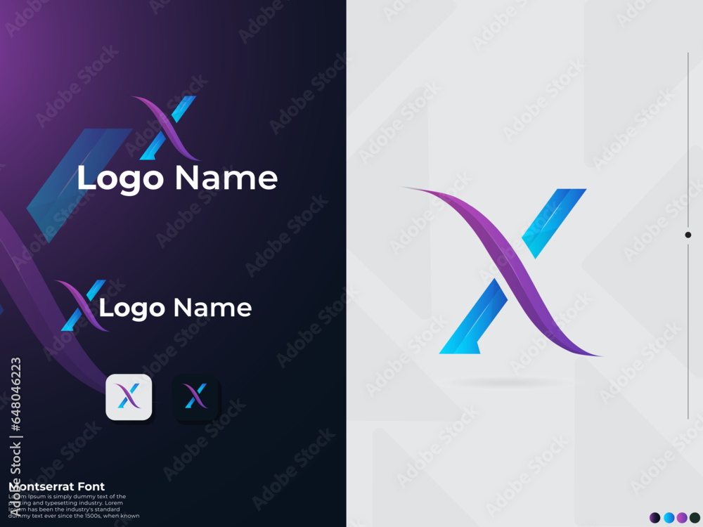 Colorful X logo. Business. X letter logo design. Creative design ...