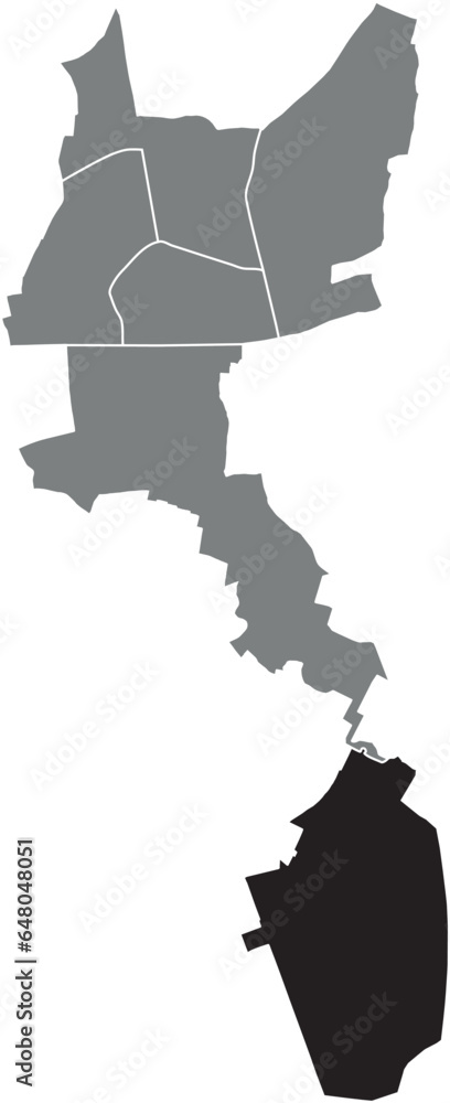 Black flat blank highlighted location map of the LA SOURCE SECTOR ...