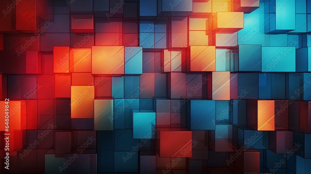 PPT background, blue and red gradation, Triangle and square texture in ...