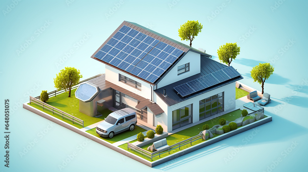 Home_electricity_with_battery_energy_storage_system diagram isometric ...