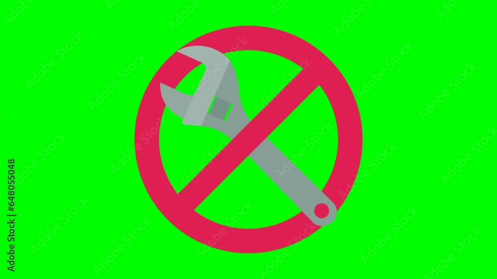 Animation of appearance and disappearance of ban on using wrench on ...