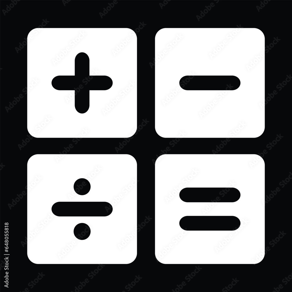 Calculator arithmetic operation signs / symbols flat vector icon for ...