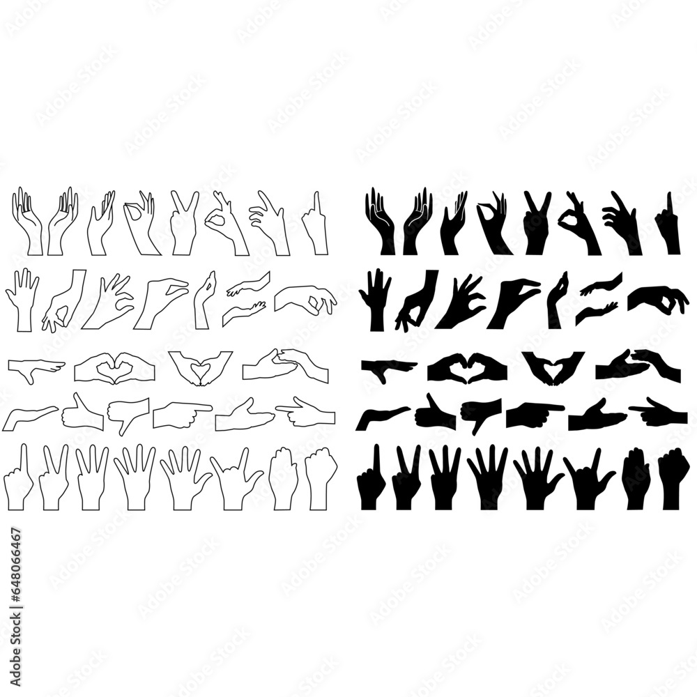 Hand symbol icon vector set. Hand illustration sign collection. Symbol ...