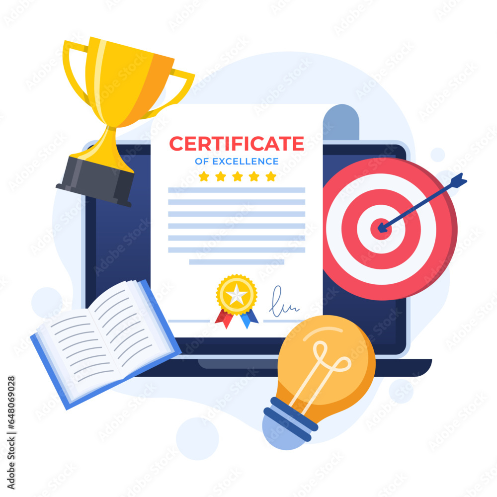 Certificate concept flat illustration vector template, Award, Prize and ...