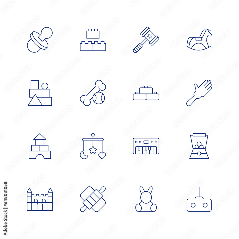 Toys line icon set on transparent background with editable stroke ...