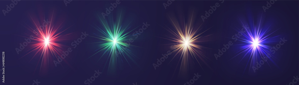 Flash light effects, Flare bright Camera light or sunlight lens, Stars ...