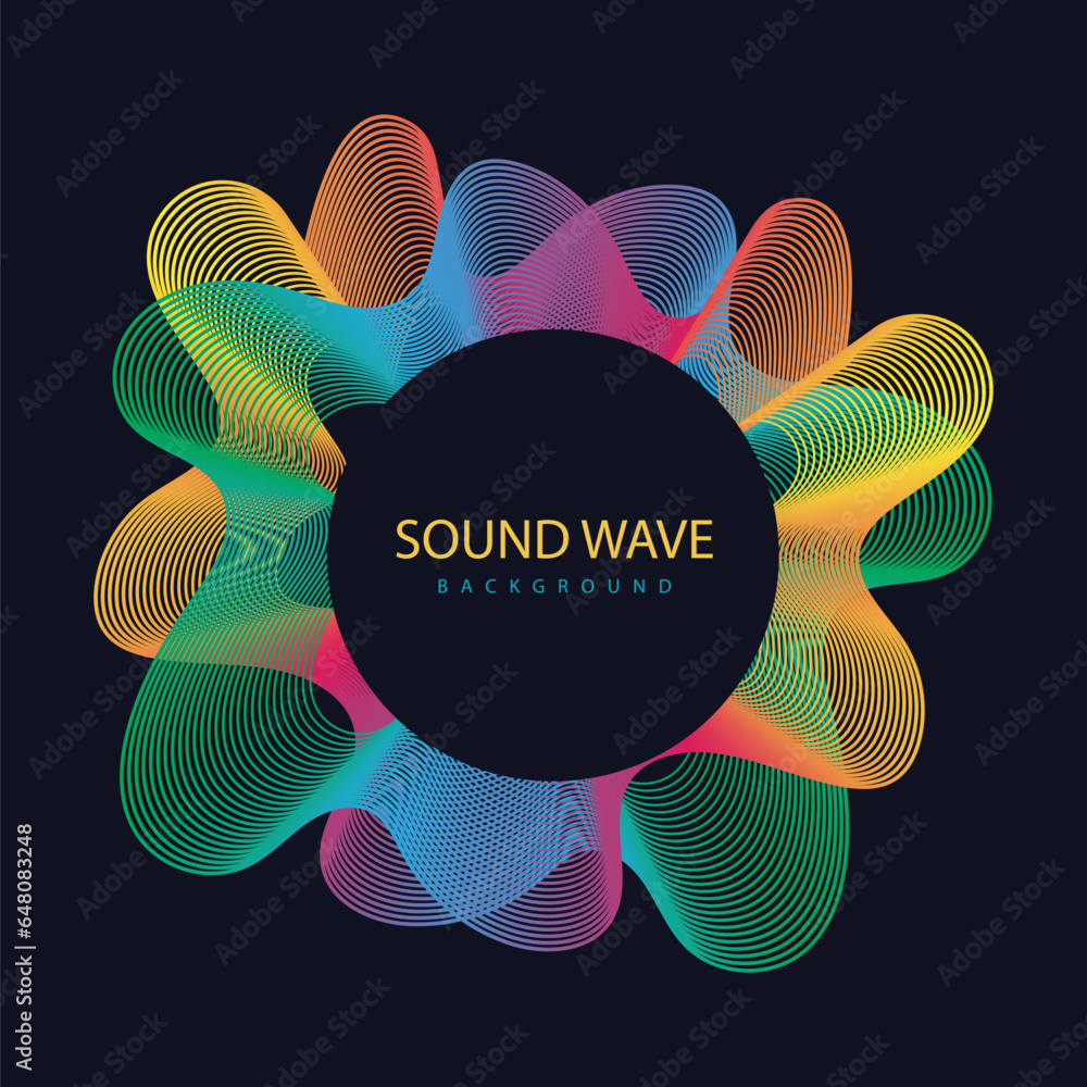 Dynamic radial sound equalizer design. Music album cover template ...