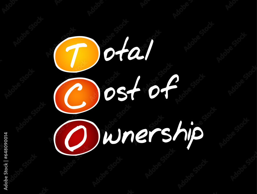 TCO Total Cost of Ownership - purchase price of an asset plus the costs ...