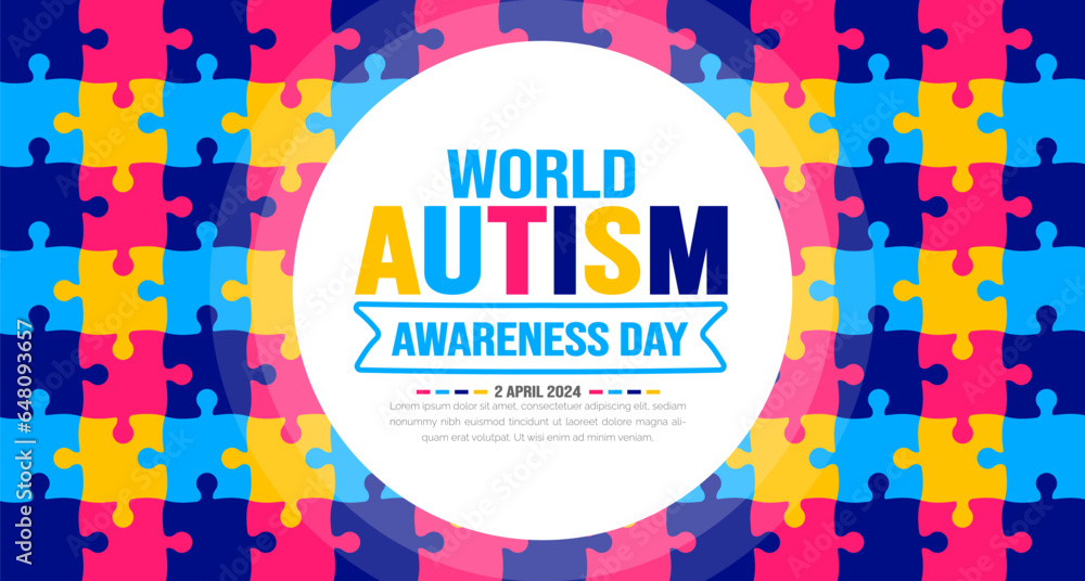 World autism awareness day puzzle pieces pattern background template ...