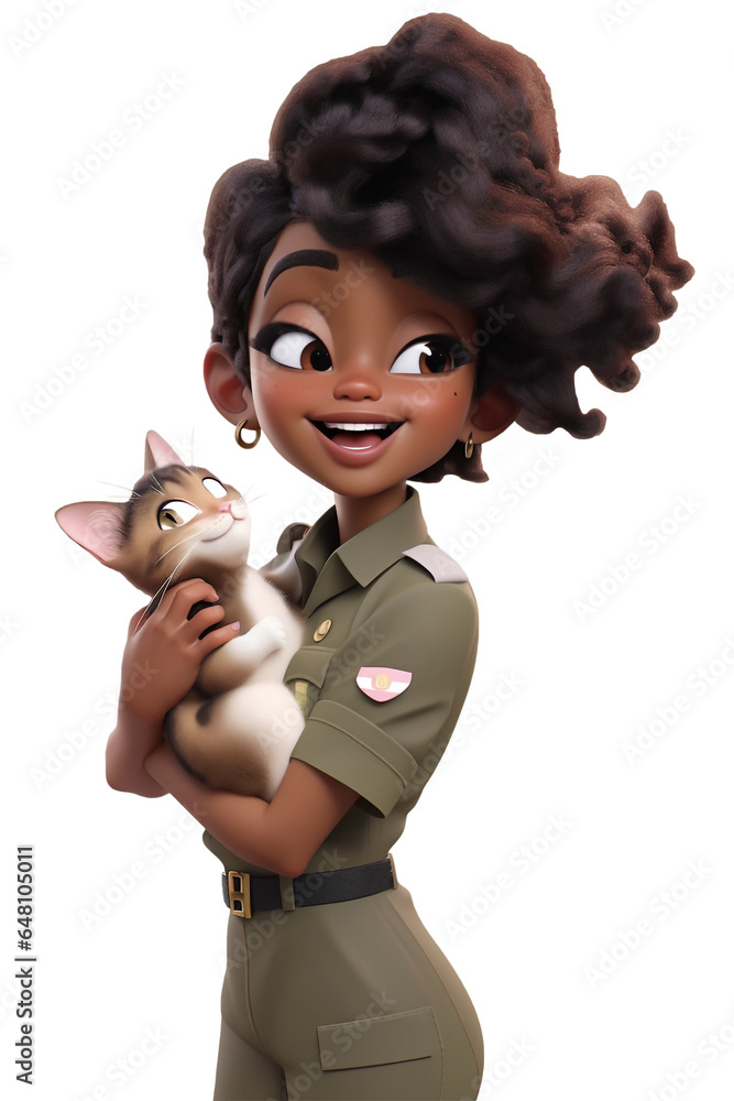 Cartoon smiling woman pet detective character isolated. Stray animal ...