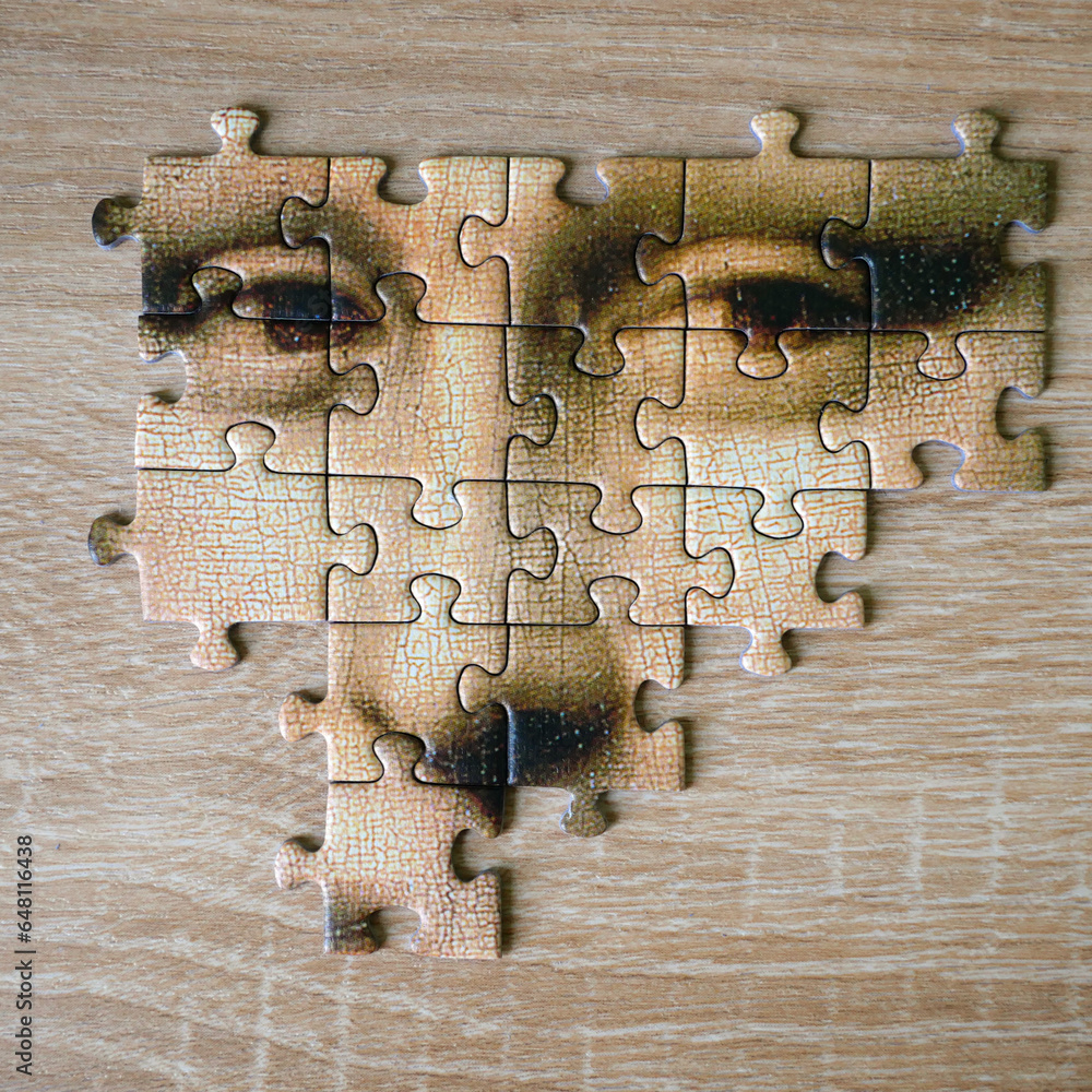 Jigsaw Puzzle Of Female Face Mona Liza La Gioconda from Leonardo Da ...