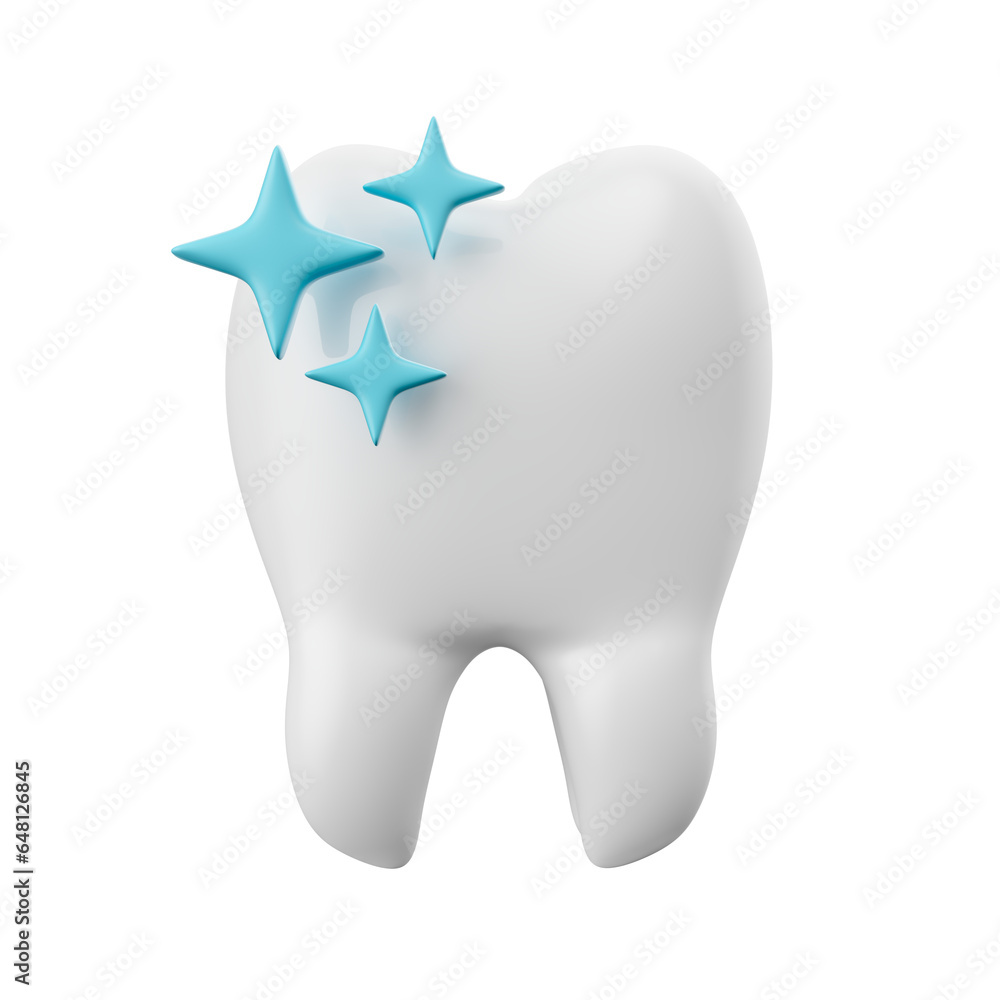 Realistic tooth glowing on transparent background in 3d rendering Stock ...