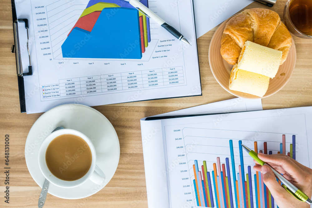 Many data analyst statistics drawing graph analytics diagram work paper ...