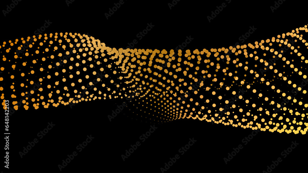 Data vibrate pulse dot particle wave. Abstract bulge hyperbola sinusoid ...