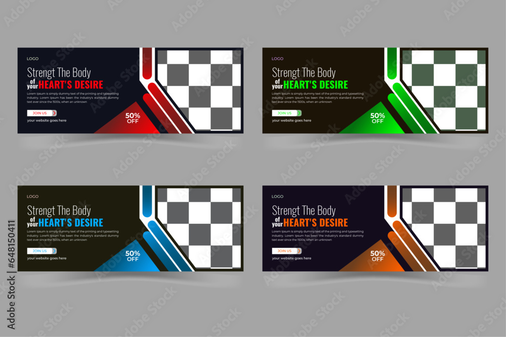 Professional ZYM Facebook cover page timeline web ad banner template ...