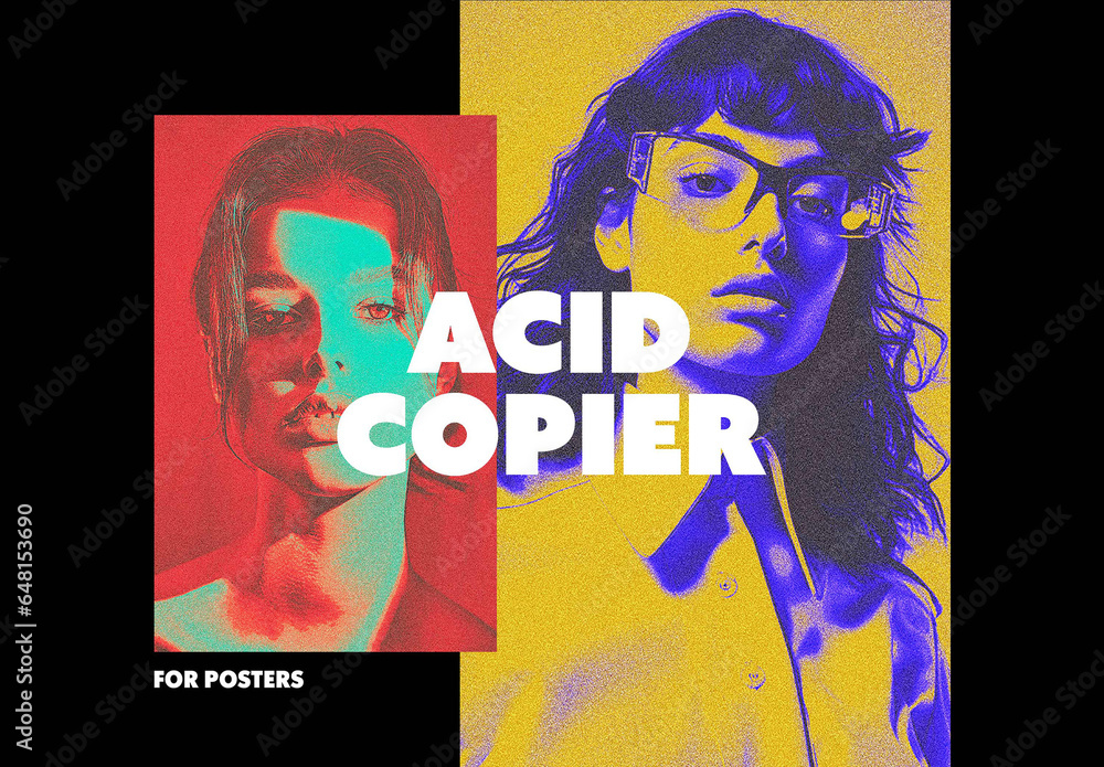 Acid Copier Poster Photo Effect Mockup With Generative AI Preview Stock ...