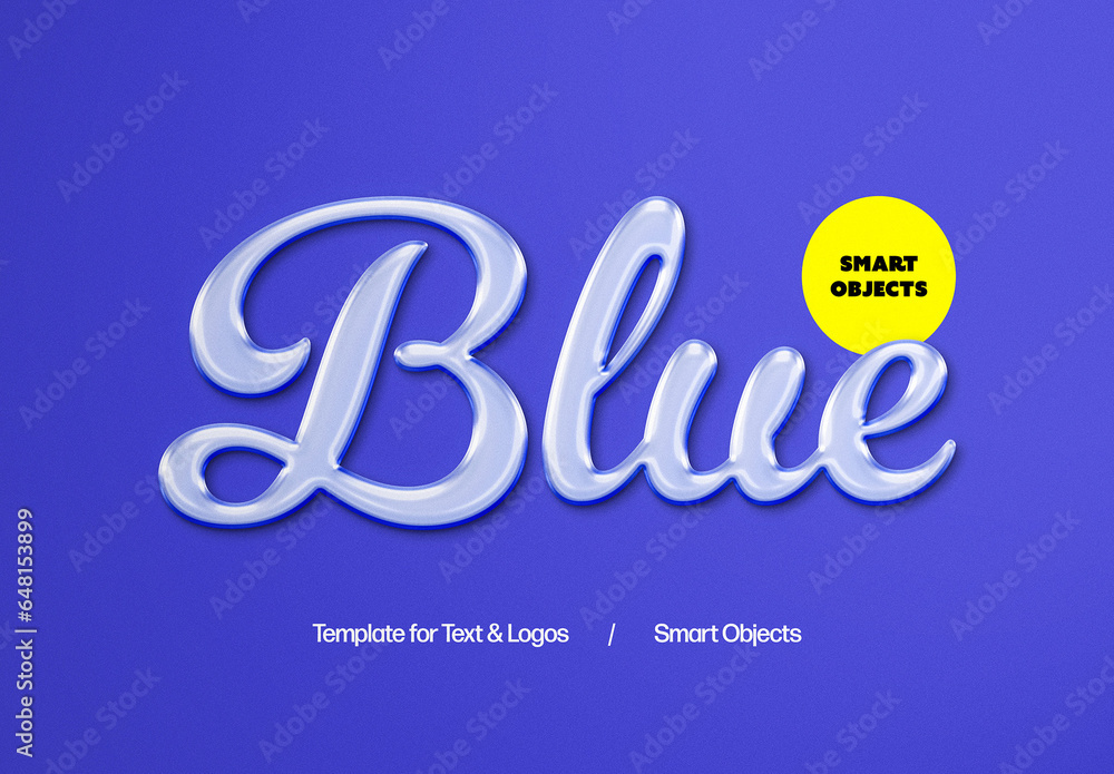 Blue Glossy Text Effect Mockup Stock Template | Adobe Stock