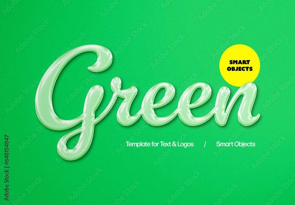 Green Glossy Text Effect Mockup Stock Template | Adobe Stock