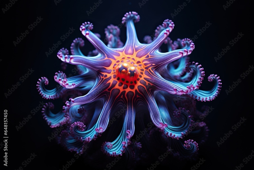 Unusual marine multicolored flower. The underwater sea world, deepsea ...