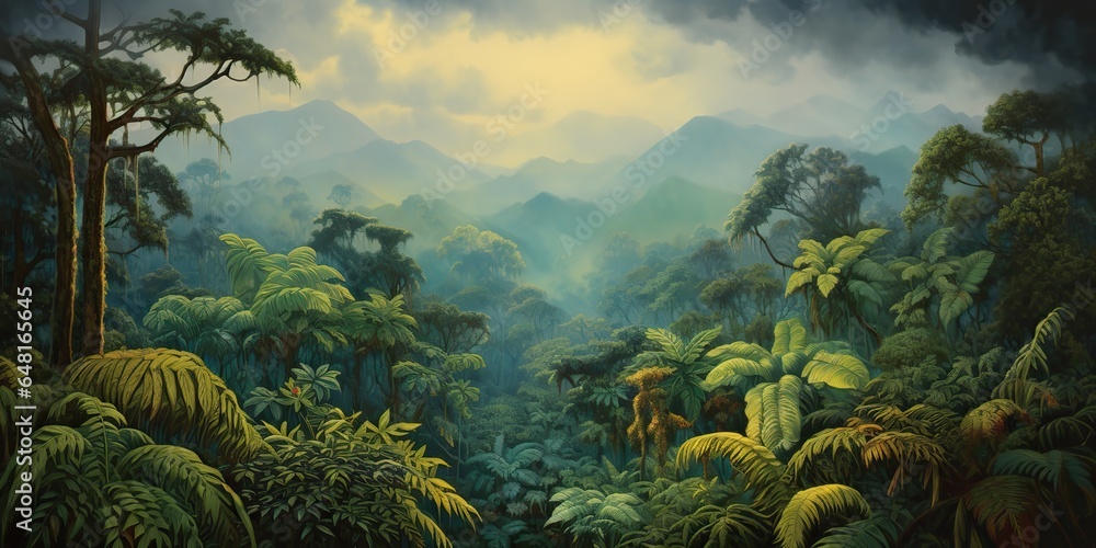 AI Generated. AI Generative. Exotic tropical rainforest jungle forest ...