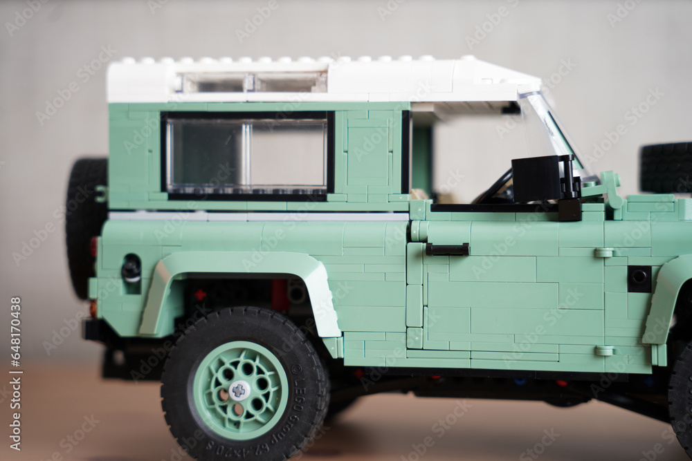 Lego Defender, Land Rover Classic Defender 90. Green car lego with ...