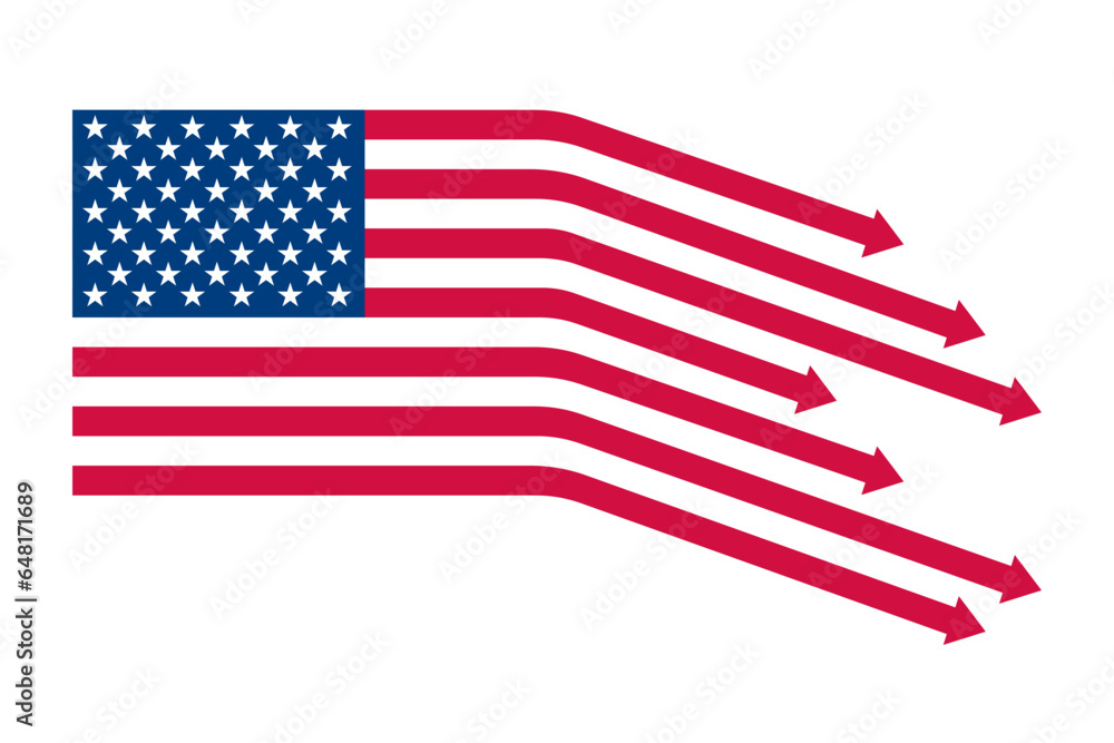 USA flag arrows pointing down. Simple vector infographic illustration ...