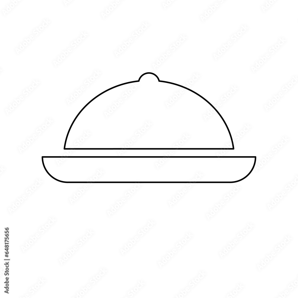 A large black outline cloche symbol on the center. Vector illustration ...