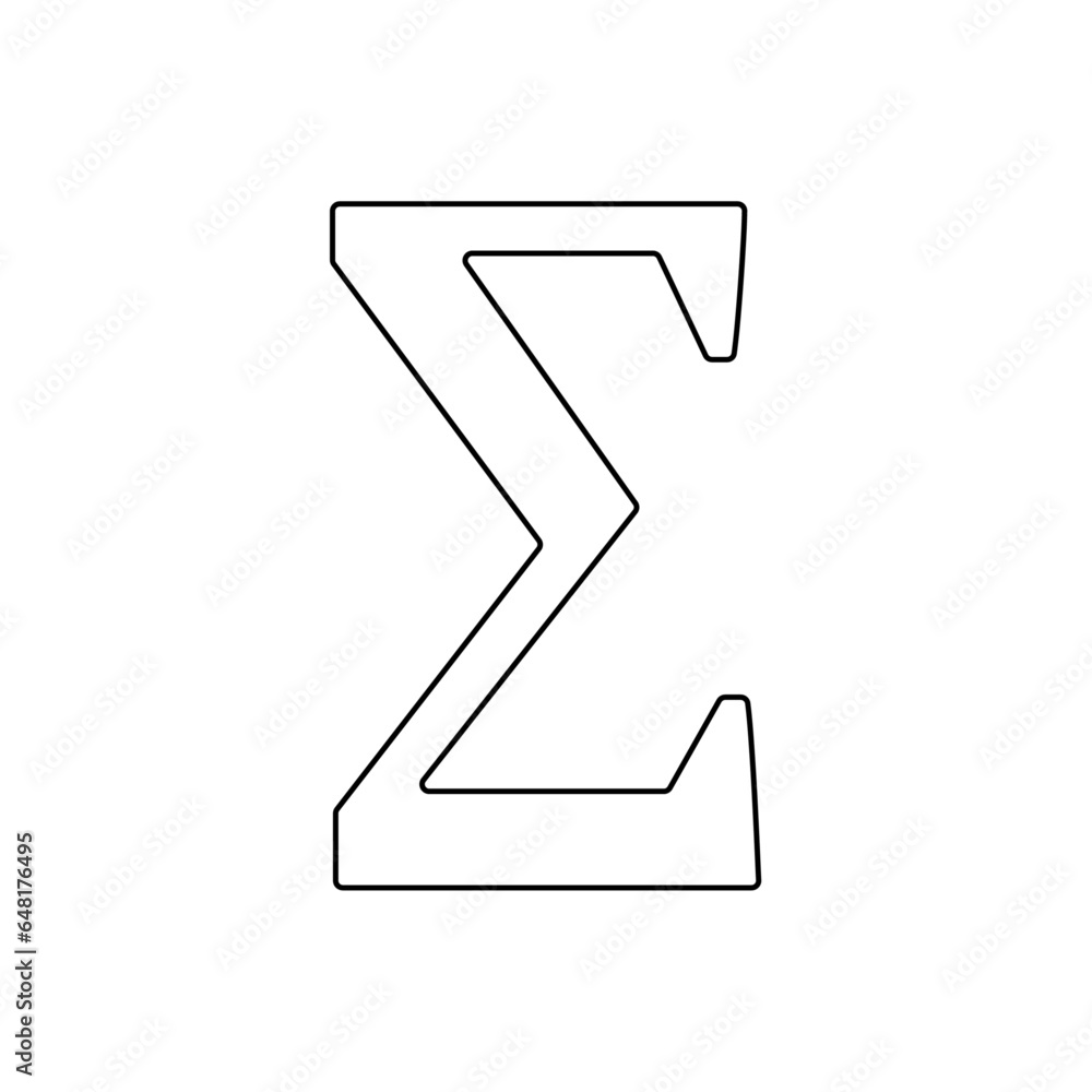 A large black outline sigma symbol on the center. Vector illustration ...