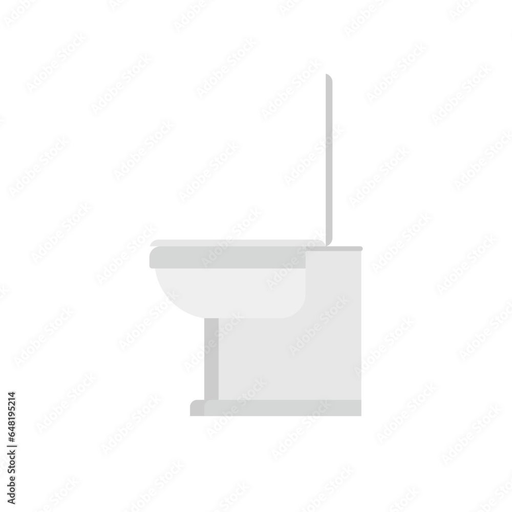 Toilet bowl flat design vector illustration. Toilet seat, bowl side ...