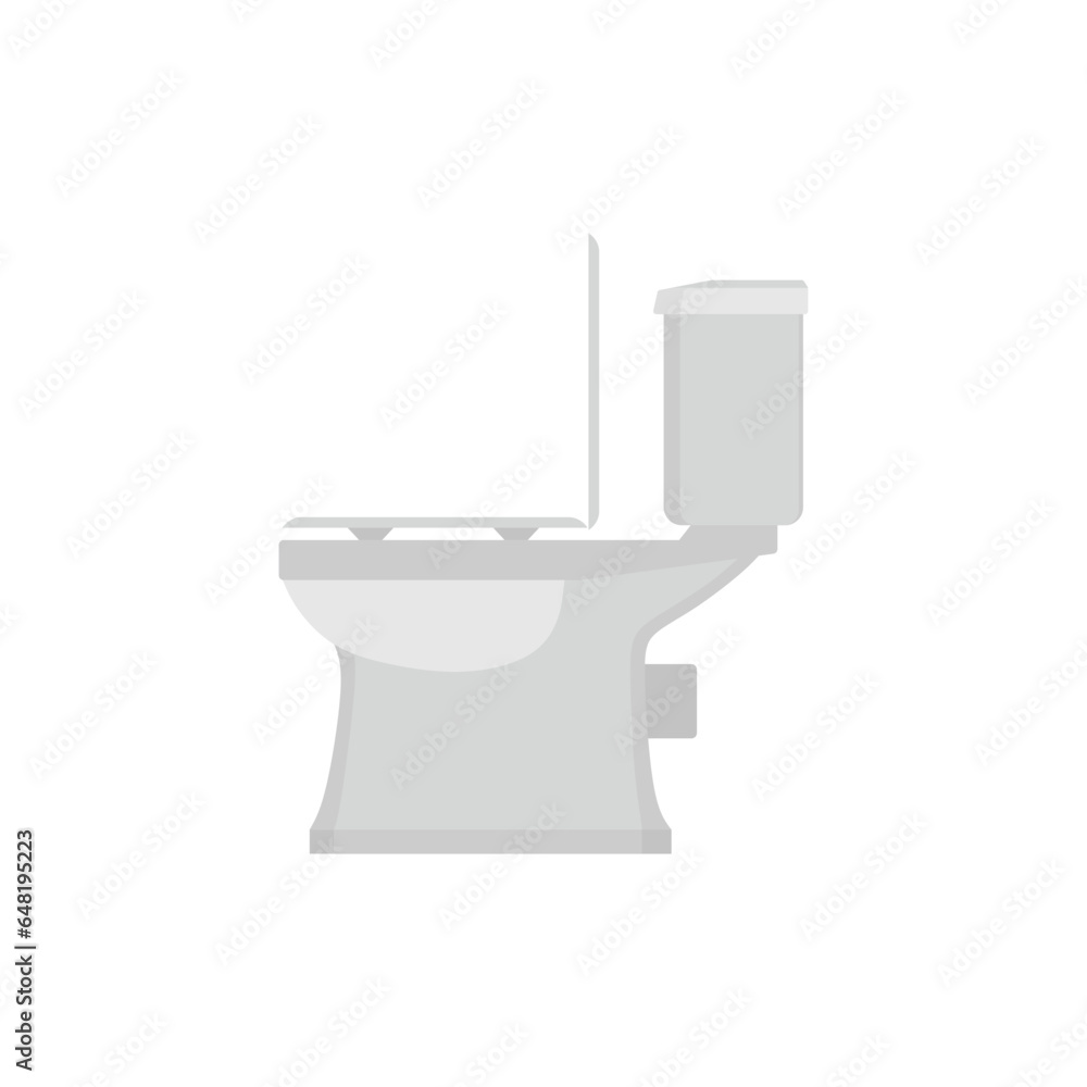 Toilet bowl flat design vector illustration. Toilet seat, bowl side ...